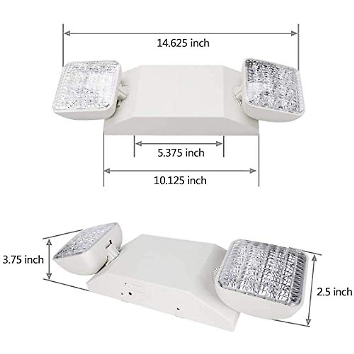 Litufine LED Emergency Lighting Fixtures with 2 Heads, Commercial Emergency Light with Battery Backup, UL 924 and CEC Qualified, 120-277 Voltage (2-Pack)