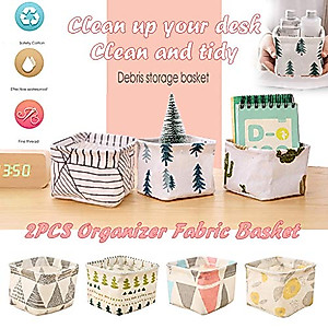AKIWOS 2Pcs Toy Storage Basket, Cloth Storage Bin Durable Organizer for Desk, Office, Wardrobe to Storage Small Stuffs