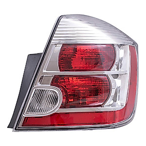 Brock Replacement Driver and Passenger Taillights Tail Lamps with Chrome Bezels Compatible with 2007-2009 Sentra 26555ET00B 26550ET00B