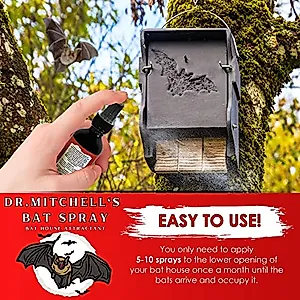 Dr. Mitchell’s Bat Spray - Bat Attractant Bait Lure Scent Bat Houses and Boxes 2oz Spray Bottle Research-Backed All Natural Pheromone and Scent Mimicking Formula Blend - Made in The USA