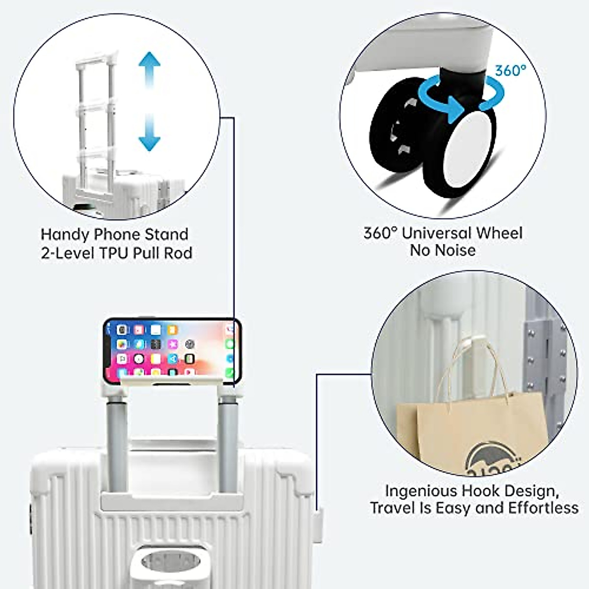 20in Hard Case Spinner Luggage with TSA Lock, USB Port, Cup Holder & Phone Holder by Sailortenx