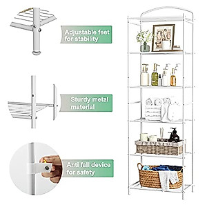 HOMEFORT Metal Bathroom Shelf,6-Tier Tower Rack, Freestanding Storage Organizer, Metal Shelving Unit with 6-Tier Durable Shelves for Bathroom, Kitchen, Living Room, Laundry