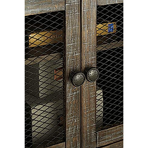 Signature Design by Ashley Danell Ridge Rustic Square End Table with Double Cabinet Doors and 1 Storage Shelf, Brown