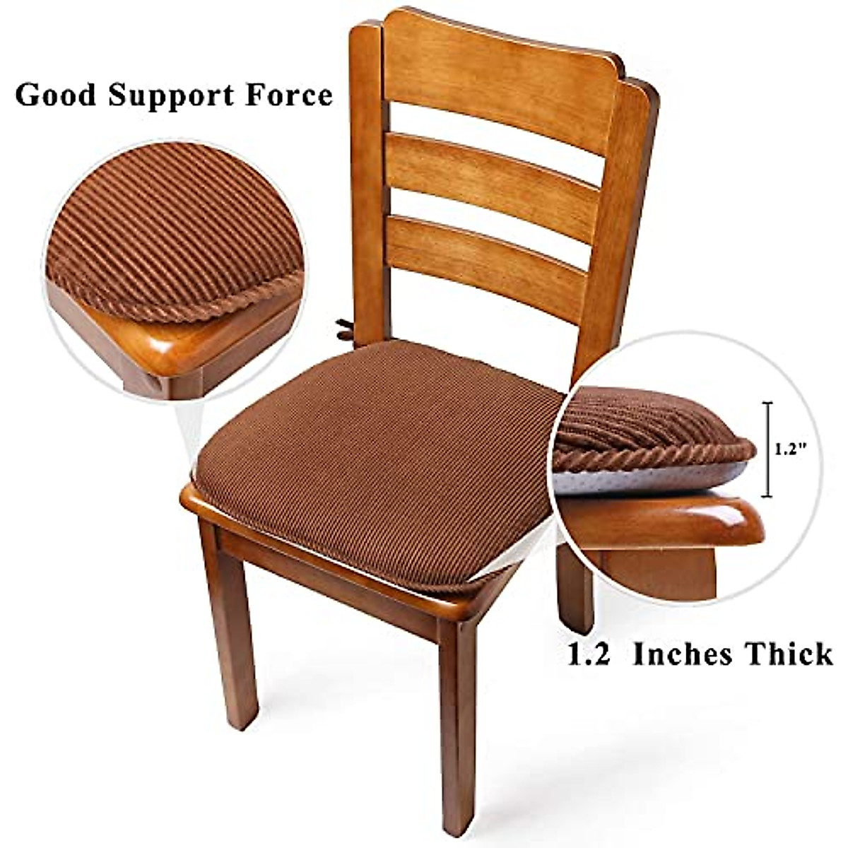 LIUXDIV Indoor Chair Cushions, Chair Pad with Ties, Dining Chair Pads, Non Slip Memory Foam Pad, Chair Cushions for Dining Chairs, Seat Cushions for Kitchen Chairs (Brown)