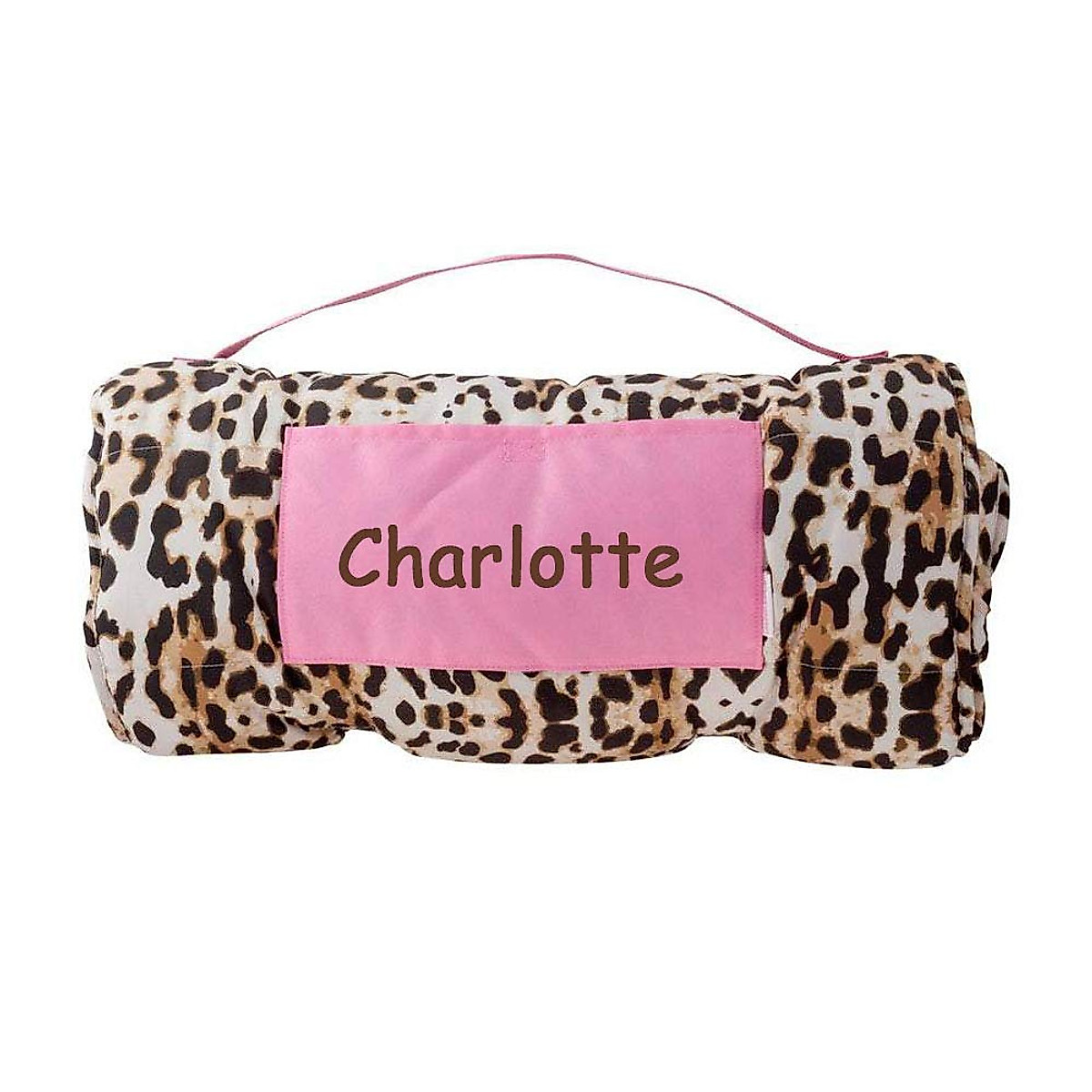 Personalized Stephen Joseph All Over Leopard Print with Pink Details Child Nap Mat with Custom Name