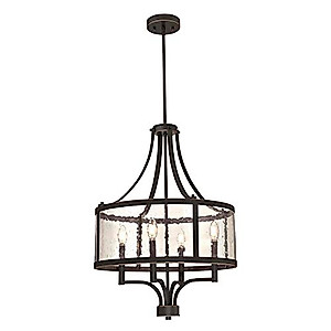 Westinghouse 6368400 Belle View Four-Light Indoor, Oil Rubbed Bronze Finish with Highlights and Clear Seeded Glass Chandelier, One Size , Oil-rubbed Bronze
