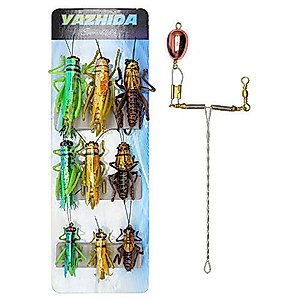 YZD Fly Fishing Realistic Dry Wet Nymph Trout Flies Steelyard Style-Grasshopper Series Hand Tie Lures Kits 9pcs