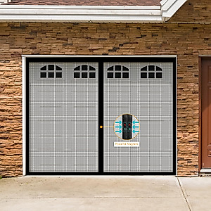 Magnetic Garage Door Screen-w/Retractable Fiberglass Mesh, Heavy Duty Weighted Bottom, Hands Free Screen Door Kit, Reinforced Fiberglass Door Screen for Garage Patio Barn Gym