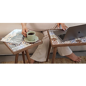 Comfyt Side Table, Coffee Table, End Table, Home Decor Table, Nightstand Nesting Table, Bedside Table, Accent Table, Home Essentials, Solid Wood Table, Mexican Tile Table, Ceramic End Table