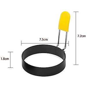 GUAGLL 4Pcs Omelette Model Egg Ring Iron Spray Non-stick Round Omelette Model with Silicone Brush