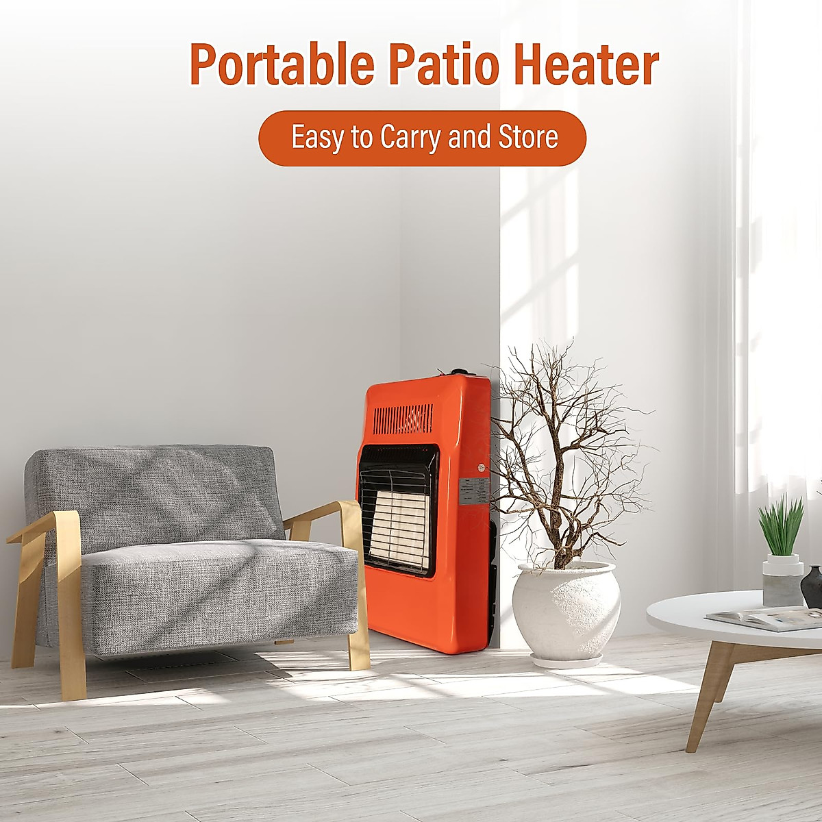 WELLUCK Propane Heater | Portable Patio Heater for Outdoor | LP Cabinet Gas Heater for Camping, Garages, Workshops & Construction Sites |18,000 BTU Warm Area up to 450 sq. ft, 3 Power Settings