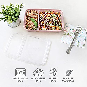 Bentgo® Prep 60-Piece Meal Prep Kit - 1, 2, & 3-Compartment Containers with Custom Fit Lids - Microwaveable, Durable, Reusable, BPA-Free, Freezer & Dishwasher Safe Storage Containers (Floral Pastels)