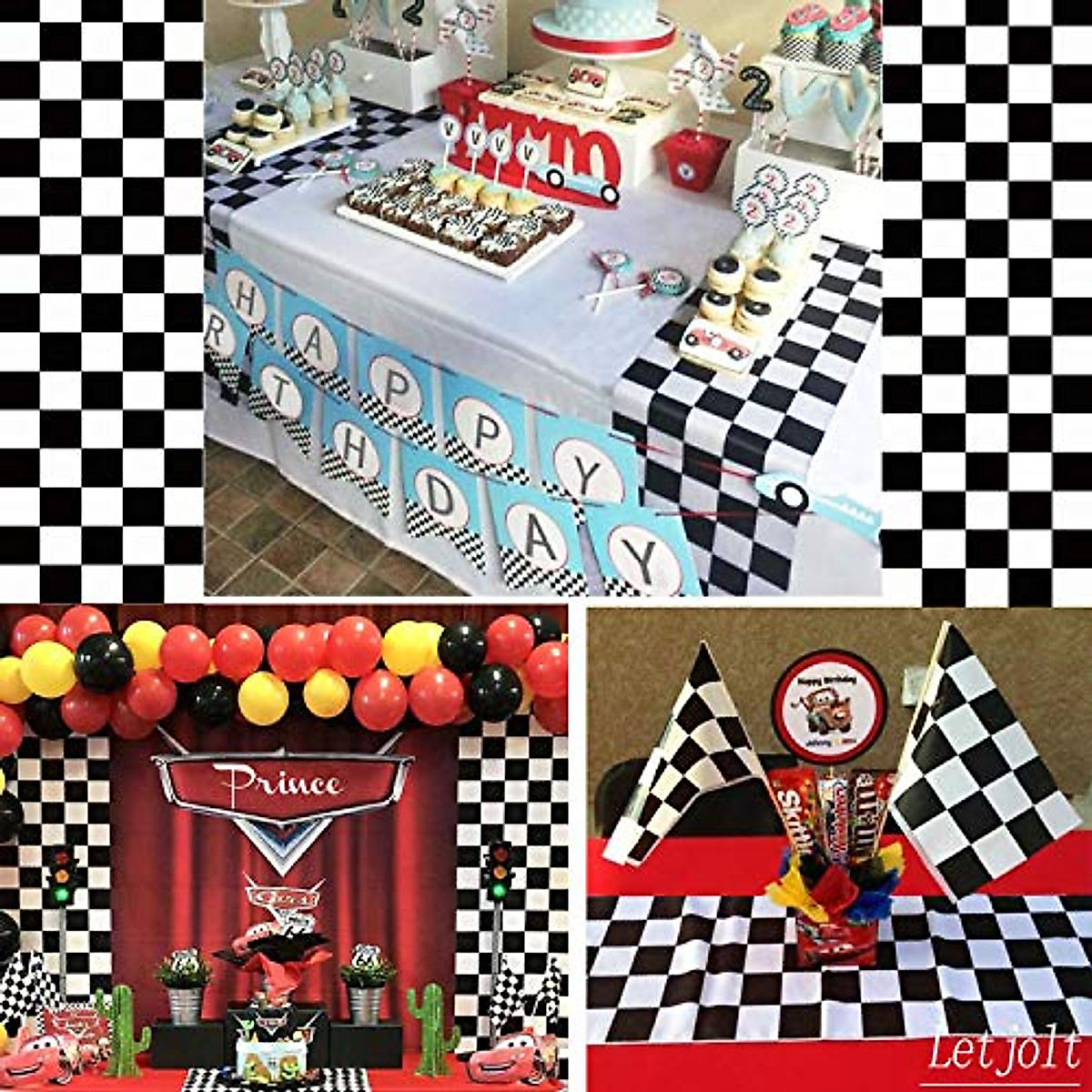 Table Runner Black and White Checkerboard Racing Theme for Anniversary Runner Dinner Parties Supplies Birthday Party Wedding Winter New Year Decorations 12 x 72 Inches