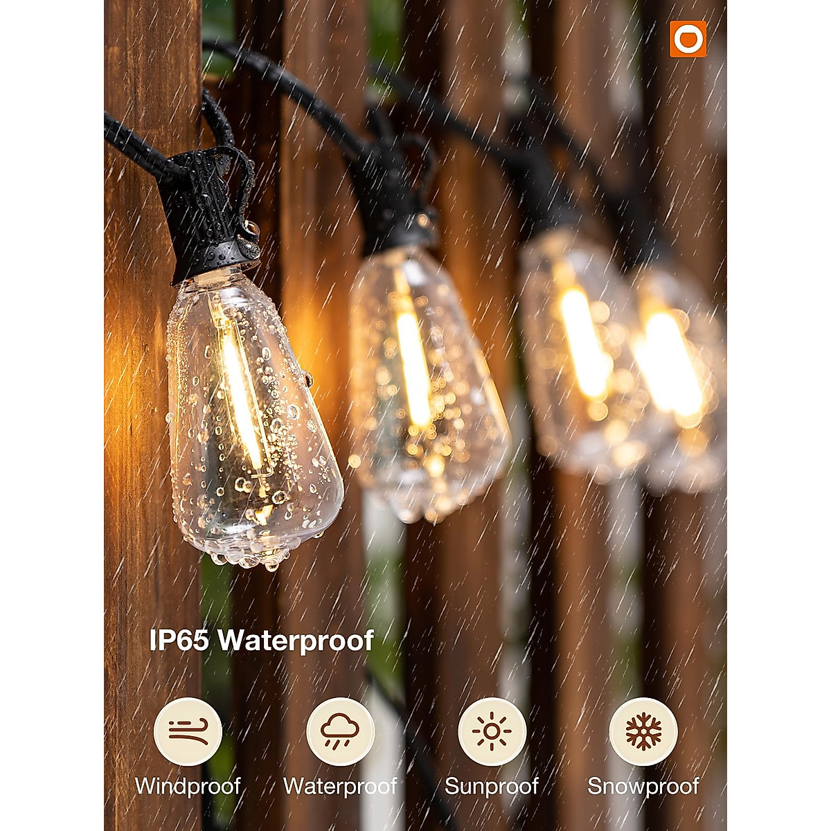 addlon 48FT Smart Outdoor String Lights, Dimmable Patio Lights with 15 Waterproof LED Edison Bulbs, String Lights for Outside Work with APP Control, Music Sync Outdoor Lights for Bistro Backyard Party