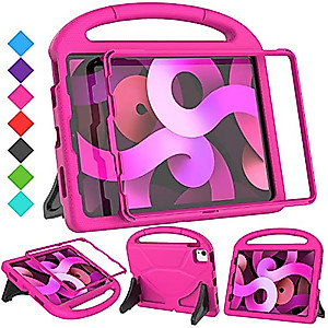 SUPLIK Kids Case for iPad Air 5th/4th Generation (10.9 inch,2022/2020), iPad Pro 11 Case with Screen Protector, iPad Air 5 Protective Case with Handle Stand for Apple iPad Air Gen 4/5, Pink