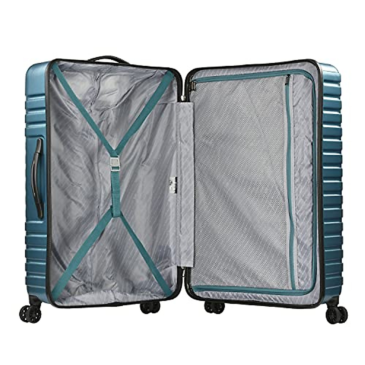 U.S. Traveler Boren Polycarbonate Hardside Rugged Travel Suitcase Luggage with 8 Spinner Wheels, Aluminum Handle, Teal, 2-Piece Set, USB Port in Carry-On