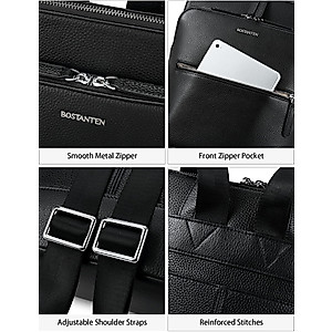 BOSTANTEN Genuine Leather Laptop Backpack Purse for Women Backpack Travel Bag Black