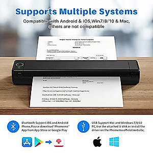 Phomemo M08F A4 Portable Thermal Printer + 8.26"x11.69" A4 Thermal Paper 200 Pcs, Wireless Mobile Travel Printers for Car & Office, Bluetooth Printer Compatible with Android and iOS Phone & Laptop