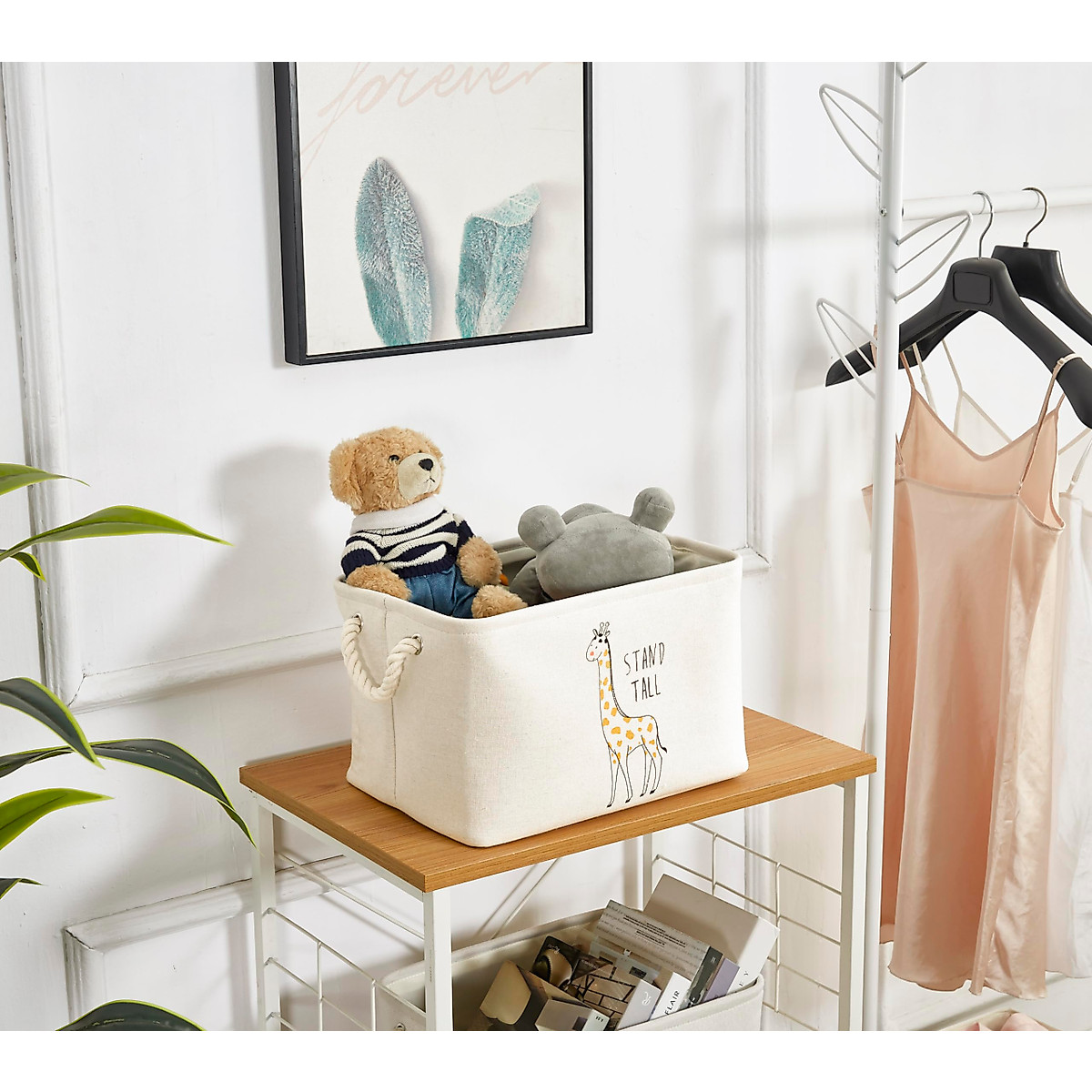 DECOMOMO Storage Baskets for Shelves 25.5L Canvas Storage Bin for Baby Laundry, Kids Toys, Nursery- Closet Storage Bins for Shelves (Lion, Zebra, Giraffe – 3 Pack / Large)