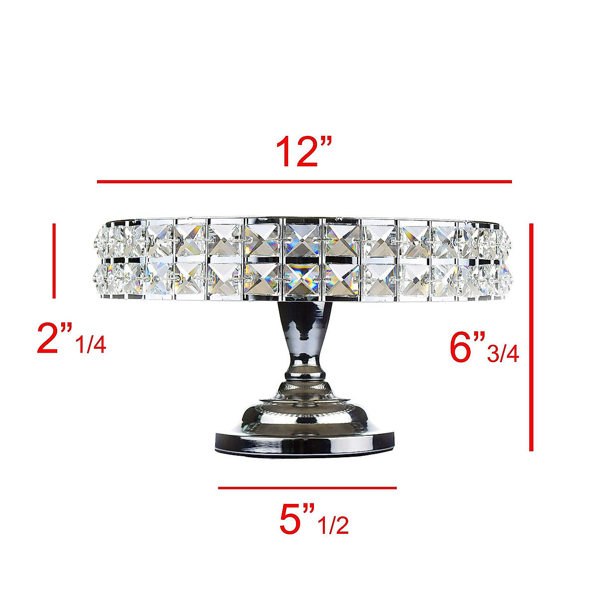 LINDLEMANN Decorative Cake Stand With Mineral Crystals & Spatula Round Metal Pedestal Cupcake Stands For Donuts Desserts Birthday Wedding Baby Shower Anniversary Holiday Dinner Party (Silver, 12")