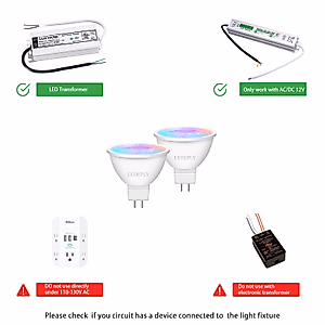 LEDEPLY Zigbee MR16 Smart Bulbs, Compatible with hu*e*, Alexa, Google & ConBee (Hub Required), 5W, GU5.3 LED WiFi Bulb, 5W(50W), Dimmable LED AC/DC 12V, Color Changing &Tunable White, 2 Pack