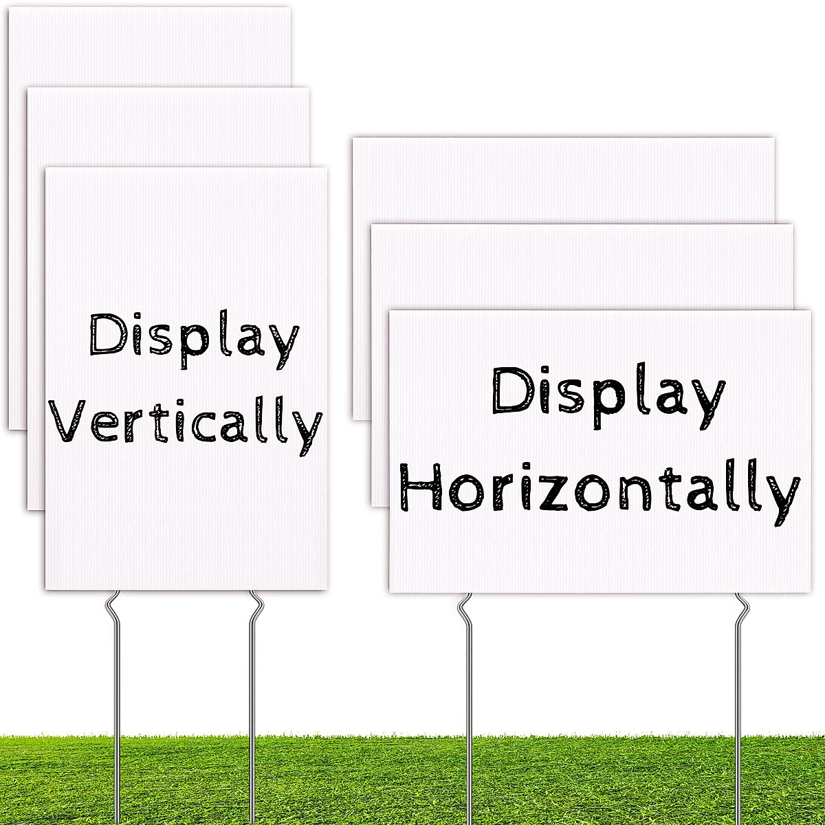 Blank Yard Signs With Stakes 17x12 Inches, Outdoor Corrugated Plastic Board For Estate Garage Yard Sale Signs, Diy Lawn Ground Signs, 6pcs Make Outside Sign Kit White