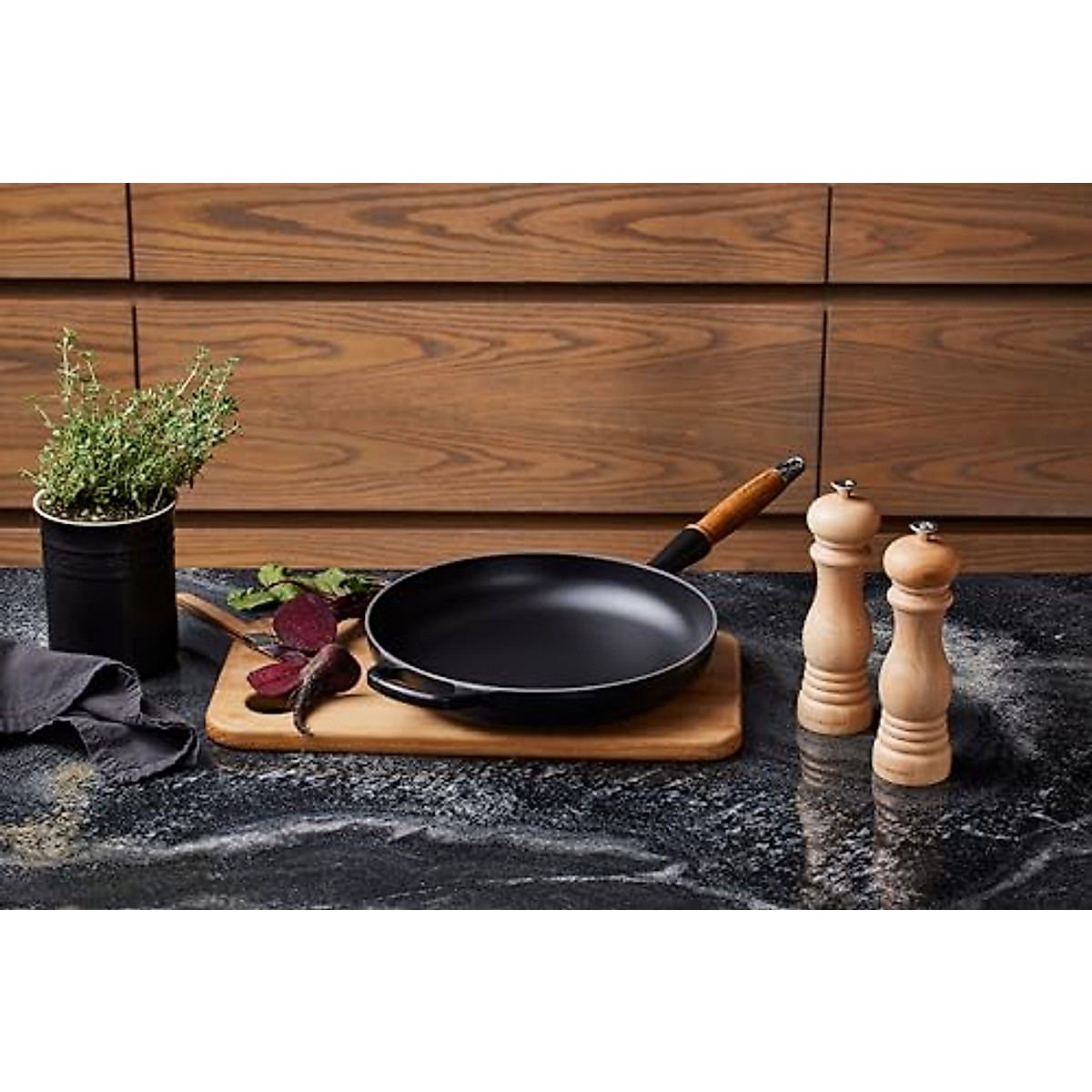 Le Creuset Enameled Cast Iron Alpine Wood Handle Fry Pan, 10.25", Marseille