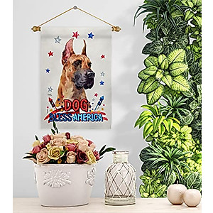 Breeze Decor Patriotic Fawn Dane Garden Flag Set Wood Dowel Dog Puppy Spoiled Paw Canine Fur Pet Nature Farm Animal Creature House Banner Small Yard Gift Double-Sided, Made in USA