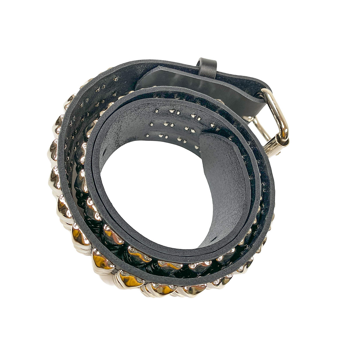 Three Row Pyramid Stud Belt Made In USA Genuine Leather Punk Goth Thrash Metal (L-36)