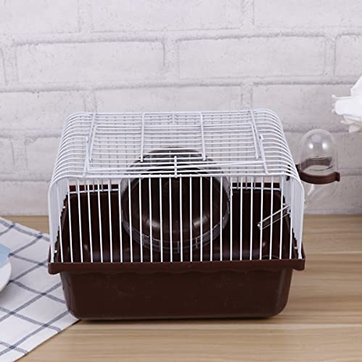Gerbil Carrier Hamster Cage Portable Travel Rat Cage with Handle Gerbils Cages Small Animal Carry Case Pets House Habitats for Going Out Traveling (Coffee) Chinchilla Carrier