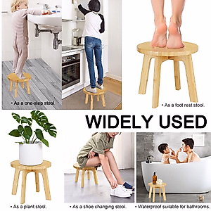 Bamboo Wooden Step Stool - Portable Stool - Foot Stool Bed Steps for High Beds for Adults Holds Up to 350lbs Sturdy Kids Step Stools for Kitchen Bathroom Bedroom Toilet (Large Round)