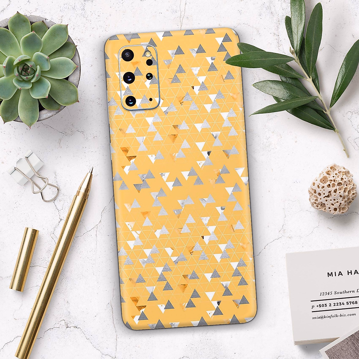 DesignSkinz Karamfila Yellow & Gray Floral V12 Protective Vinyl Decal Wrap Skin Cover Compatible with The Samsung Galaxy S20 (Screen Trim & Back Glass Skin)
