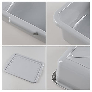Saedy 3 Pack 13 L Food Service Bus Tub with Lid, Restaurant Dish Tub Food Grade, Grey