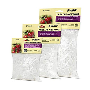 CastleGreens 5 x 60ft Plant Trellis Netting, Heavy-Duty Polyester Trellis Net Design for Climbing Fruits and Vegetables, Hydroponics Grow Net, Easy to Use, 1-Pack