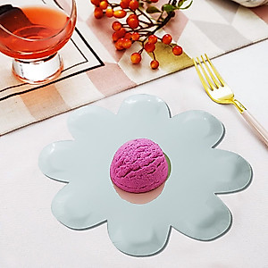 80Pcs Daisy Plates and Napkins, 7inch Paper Flower Shape Gold Foil Dishware Set Disposable Dessert Tableware for Daisy Party Decorations Daisy Baby Shower