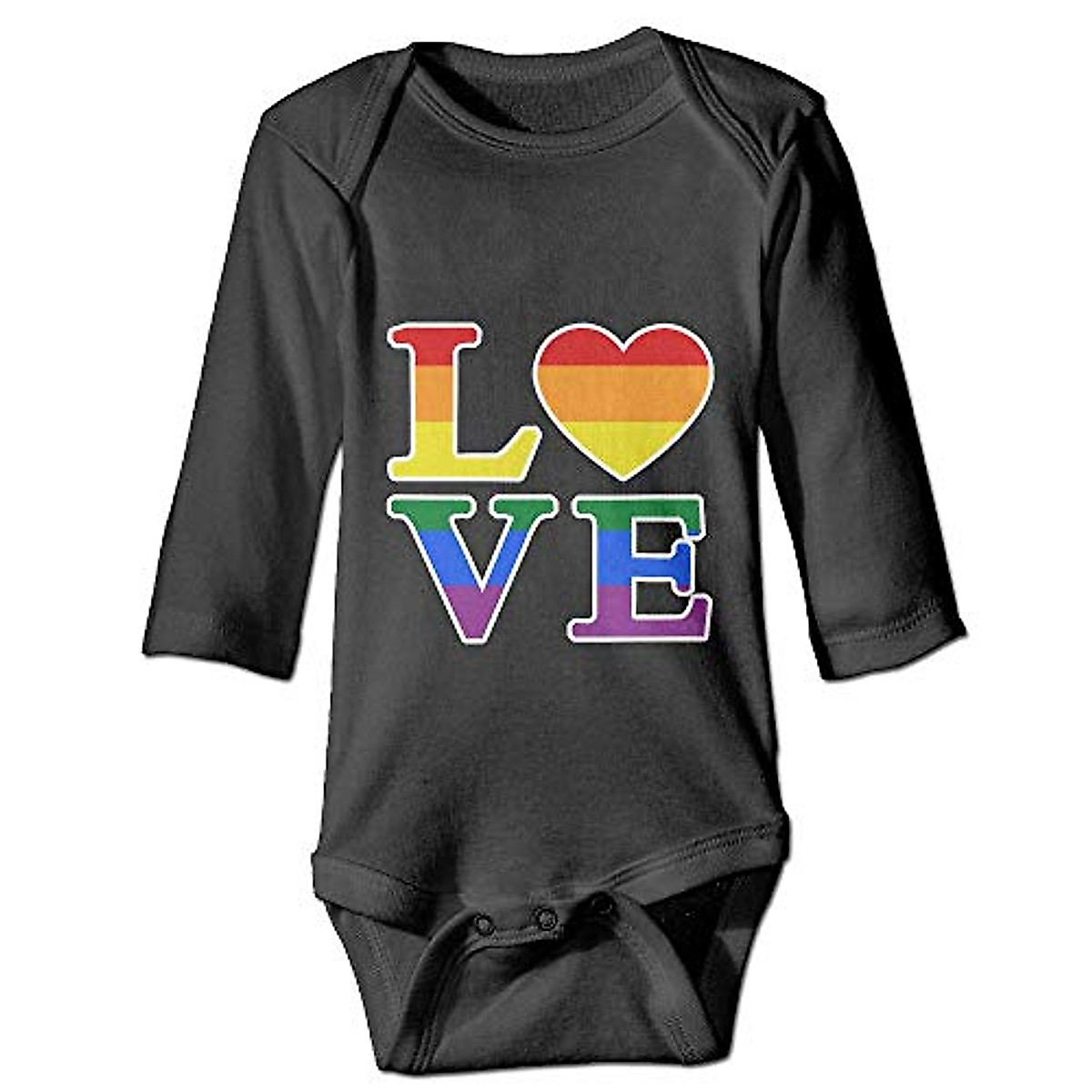 Printed Gay Love Rainbow Heart Gay&Lesbian Pride Kawaii Newborn Infant Baby Girls Long Sleeves Playsuit Outfit Clothes