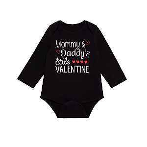 LENSOUS Newborn Infant Baby Boys Girls Mommy&Daddy's Little Valentine Outfits Romper Pants Set（Black,6-12Months）