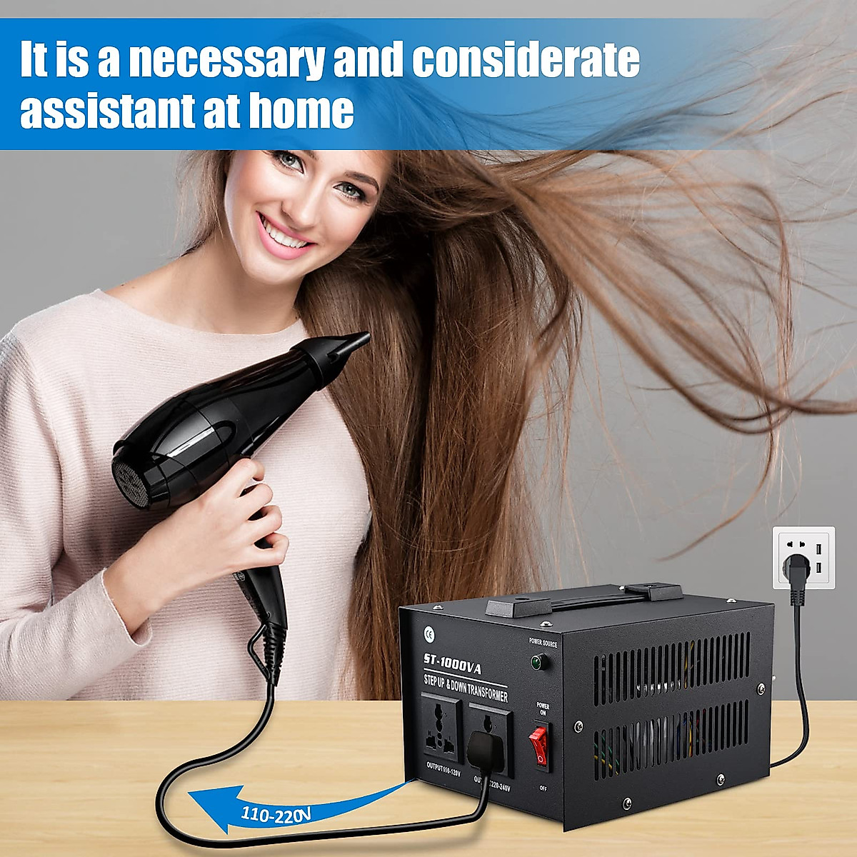 ZGROCK 1000 Watt Voltage Transformer- Step Up and Down- Circuit Breaker Protection Universal Dual Output Step Up & Step Down Power Transformer 110V to 220V/220V to 110V