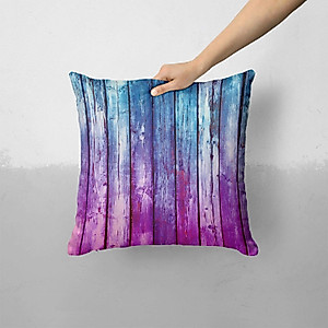 iiRov Pink & Blue Dyed Wood - Custom Decorative Home Decor Indoor or Outdoor Throw Pillow Cover Plus Cushion Set for Sofa, Bed or Couch (Pillow CASE Cover Plus Cushion)