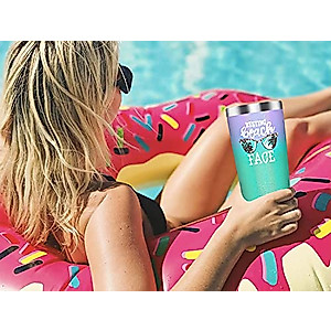 ATHAND 20 oz Insulated Tumblers with Lid and Straw | Resting Beach Face Double Wall Stainless Steel Vacuum Coffee Wine Tumbler Funny Mug for Women Girls Christmas Gifts (Mint+Purple)