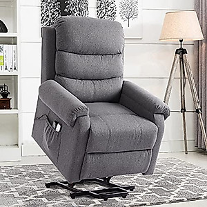 BINGTOO Power Lift Recliner Chair with Massage and Heat, Electric Recliners for Elderly, Fabric Heated Vibration Massage Sofa Living Room Chair with USB Port, Remote Control, Cuoholder, 2 Side Pockets
