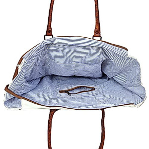 CLA 19 Inch Upcycle Canvas & Cowhide Leather Hobo Bag for Women, Canvas Beach Bag for Women, Canvas Tote Bag for Women, Canvas Weekend Bag for Women's