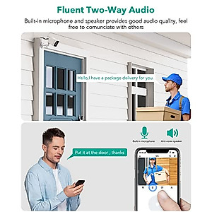 wansview Security Camera Outdoor 1080P Wired WiFi IP66 Waterproof Surveillance Home Camera with 2-Way Audio, Siren, Night Vision,SD Card Storage and Works with Alexa W6-4PACK (White)