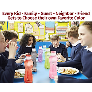 MILTON Sports Water Bottle Kids Reusable Leakproof 25 Oz 4-Pack Plastic Wide Mouth Large Big Drink Bottle BPA & Leak Free with Handle Strap Carrier for Cycling Camping Hiking Gym Yoga