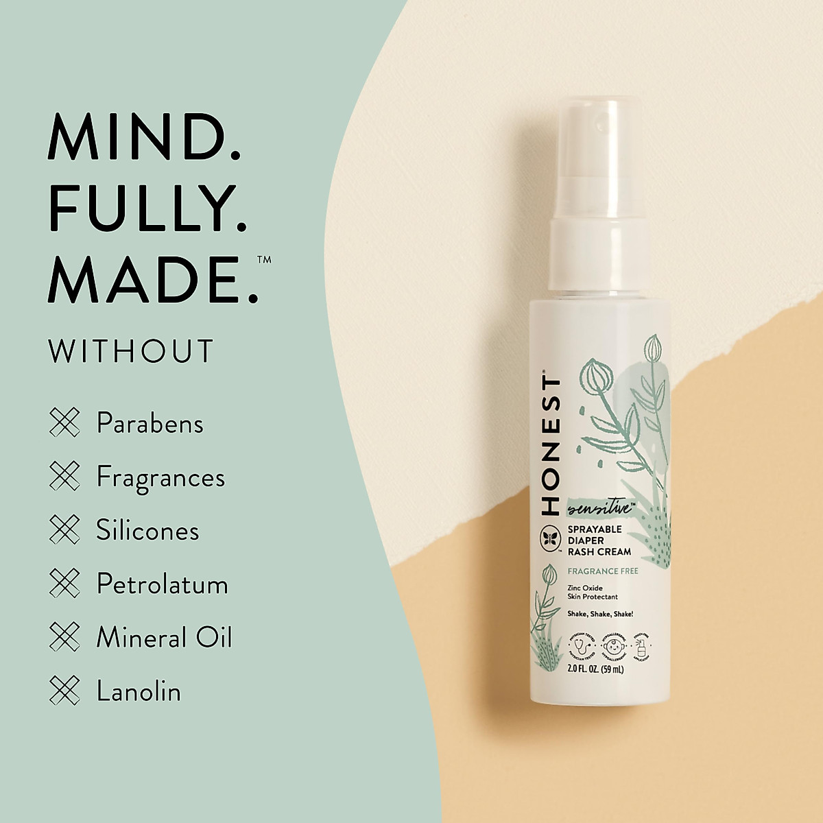 The Honest Company Sprayable Diaper Rash Cream, 2 Fl. Oz.