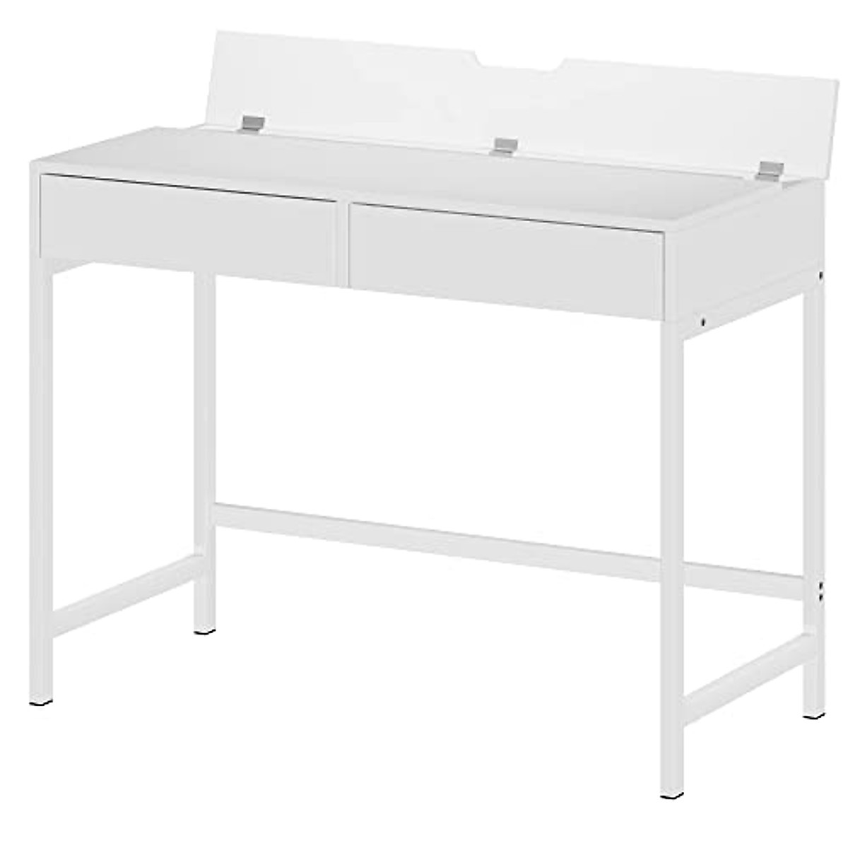 Treocho Computer Desk, Modern Simple 40 inch White Desk with 2 Drawers, Vanity Desk, Makeup Table for Home Office, Bedroom