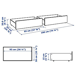 Ikea Malm Ikea Full/Double/Twin/Single Size Underbed Storage Box for High Bed White 002.527.19