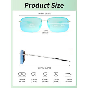 JIM HALO Rimless Polarized Sport Sunglasses Men Women, Spring Hinge Metal Frame for Running Fishing Cycling Driving Silver/Mirror Blue