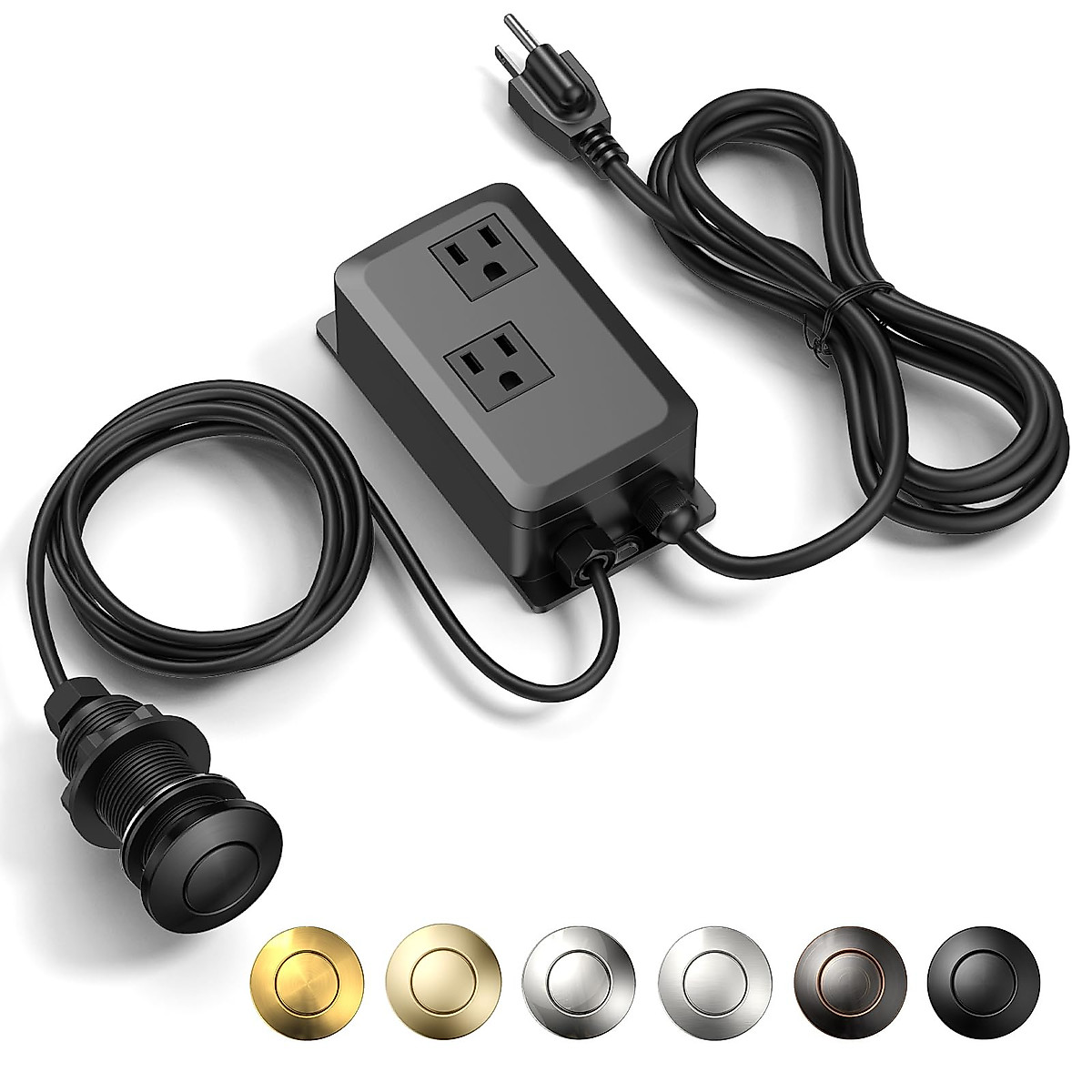 ANWOLL Garbage Disposal Air Switch Kit -Professional- Dual Outlet, Sink Top Waste Disposer On/Off, Garbage Disposal Button, Brass Made Cover, UL Listed