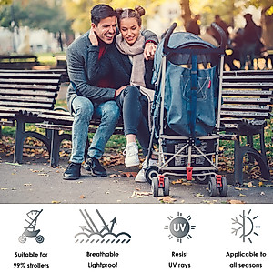 SOONHUA Stroller Sun Cover,Stroller Sun Shade,Breathable Toddler Blackout Blind Anti-UV Protection Baby Sun Shade Universal Awning with Adjustable Strap (Stroller Not Included)